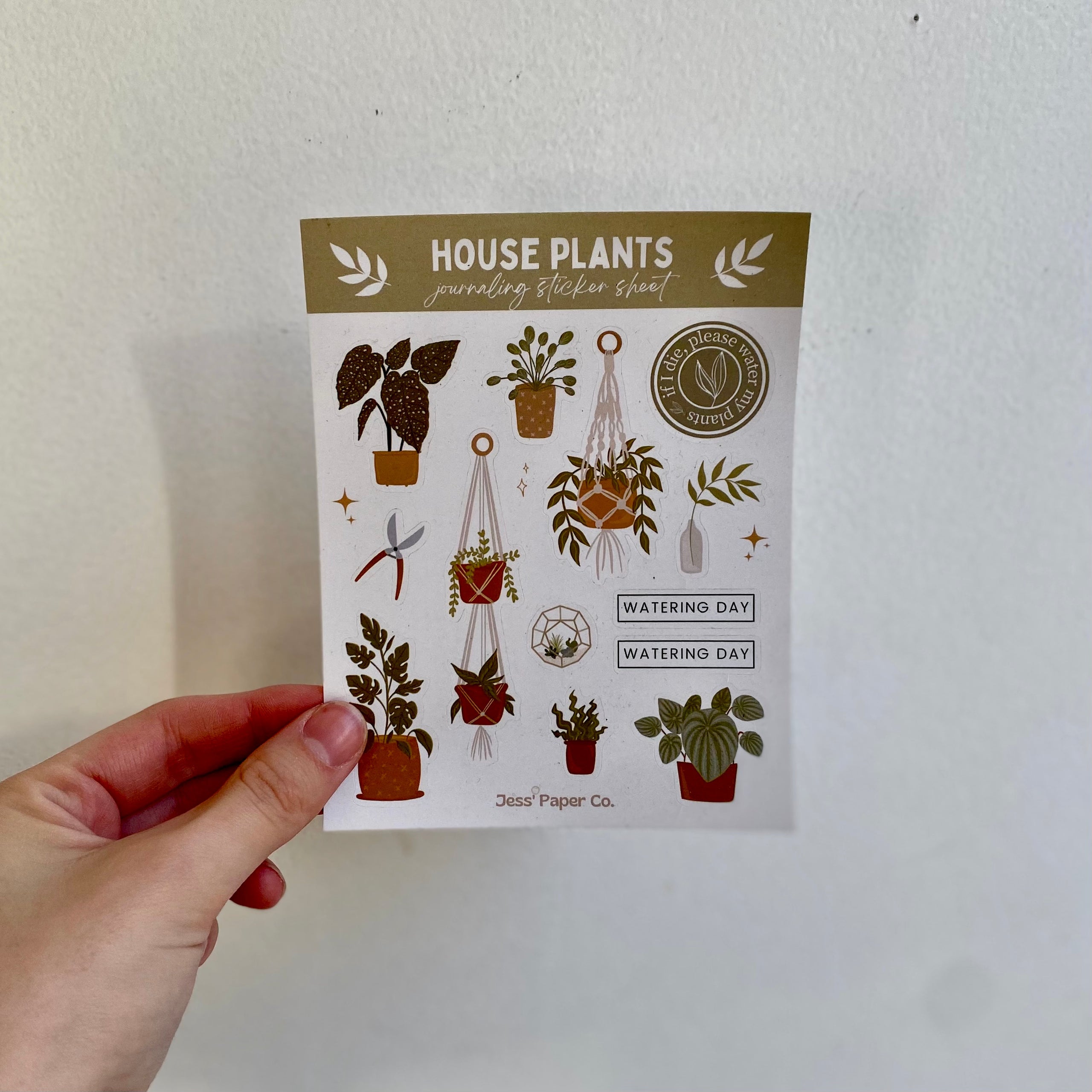 House Plants | Journaling Sticker Sheet | The Green House Floral Bar